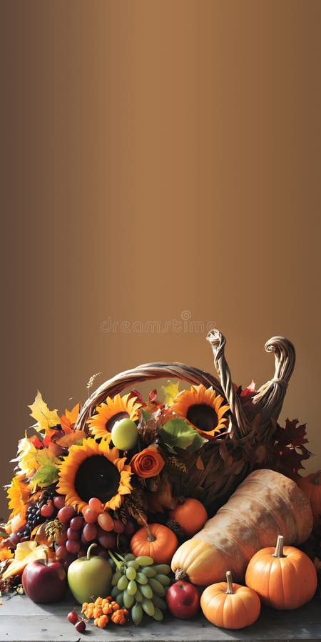 Beautifully Arranged Cornucopia Filled with an Assortment of Fruits and ...