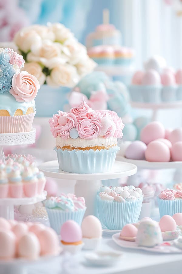 A Beautifully Arranged Dessert Table Showcases an Array of Pastel ...