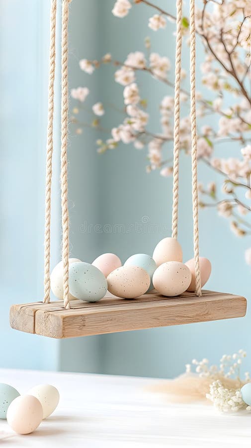 A Beautifully Arranged Easter Setting with Pastel Eggs Placed on a ...