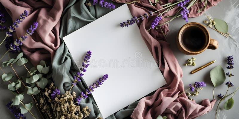 Vintage-Inspired Stationery – Elegant Flat Lay with Natural Elements ...