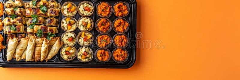 A Beautifully Arranged Platter of Thanksgiving Appetizers on an Orange ...