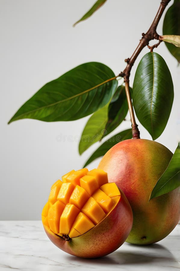 Mango Still Life Minimalist Avatar on White Background Stock ...