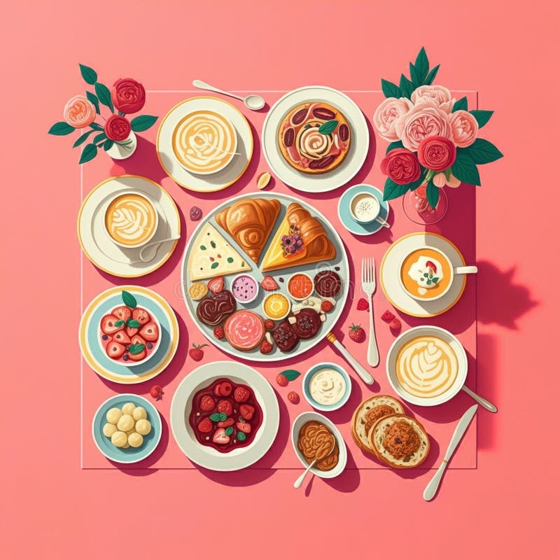 A Beautifully Arranged Table Setup with an Assortment of Pastries ...