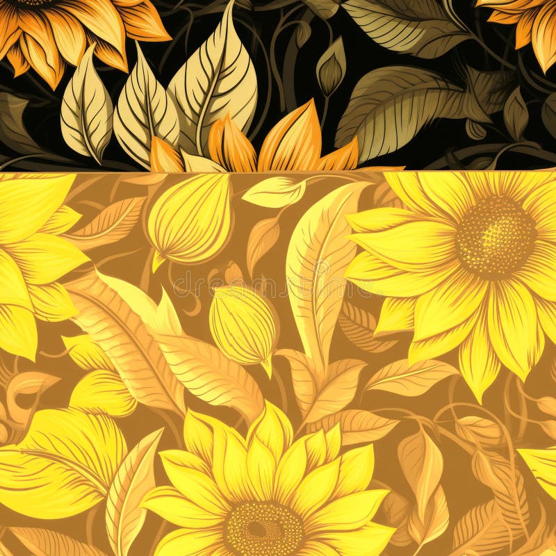 Beautifully Balanced Sunflowers a Vibrant Seamless Pattern with Various ...