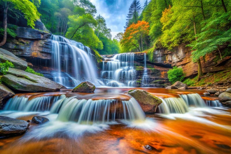 Motion Blur Waterfalls in the Blue Ridge Stock Illustration ...