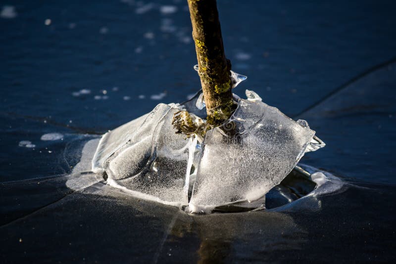 Beautifully Broken Ice on the River Stock Image - Image of pond ...