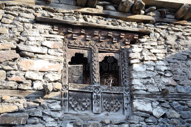 Beautifully Carved Old Window Set into Historic Stone Building Stock ...
