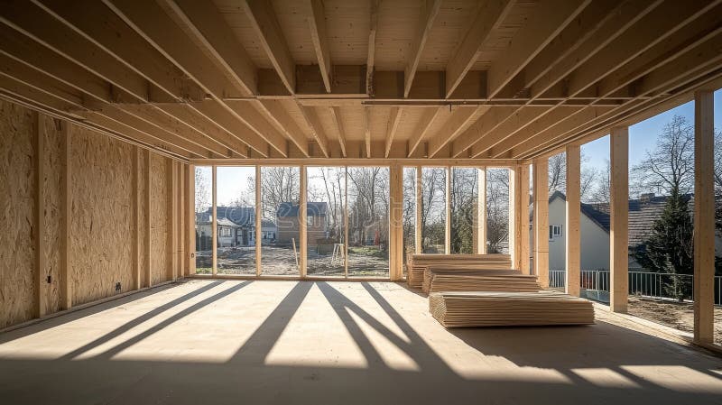 Beautifully Constructed Interior Frame Featuring Wooden Beams and ...
