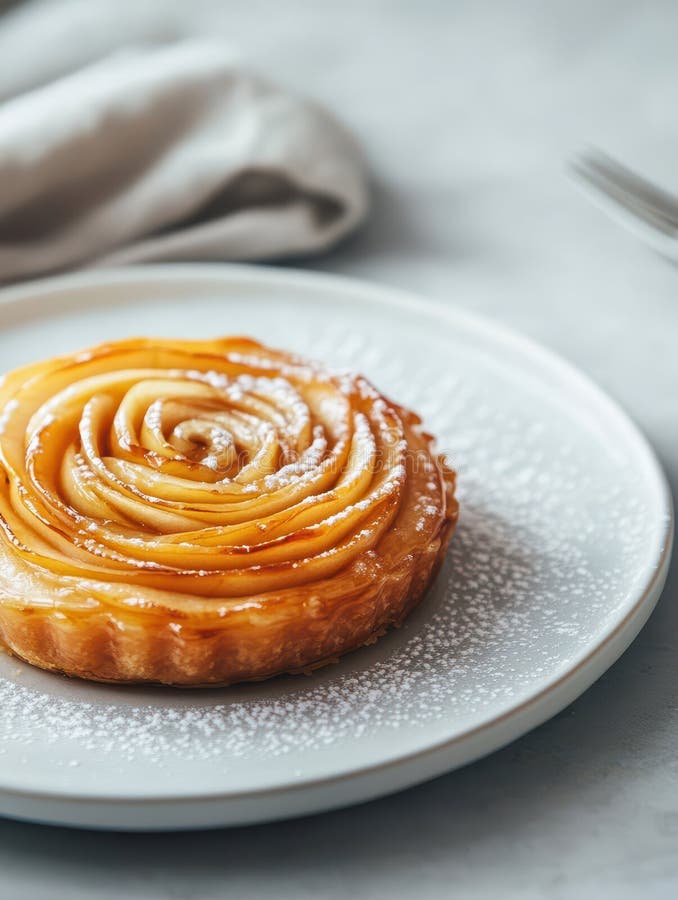 A Beautifully Crafted Apple Tart with a Rose Design, Dusted with ...