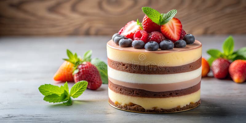 A Beautifully Crafted Dessert with Layers of Mousse and Fruit Presented ...
