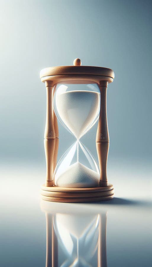 Hourglass on Reflective Surface with Soft Lighting Stock Illustration ...