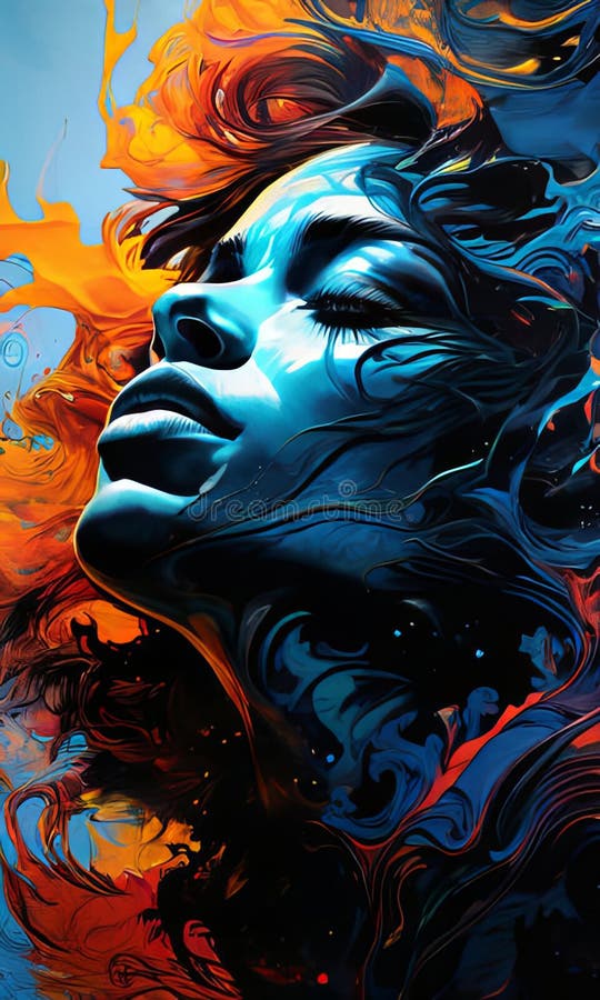 Beautifully Crafted Image of Woman with Vivid Hues and Dynamic Patterns ...