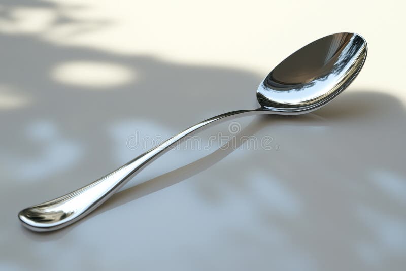 Elegant Silver Spoon on Table Stock Illustration - Illustration of ...