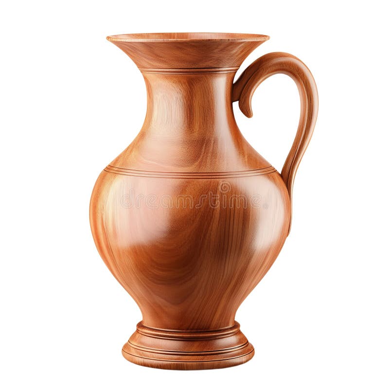 A Beautifully Crafted Wooden Pitcher with a Graceful Curve and Handle ...
