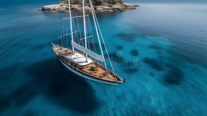 Beautifully Crafted Yacht Sailing on Crystal-clear Waters Generative AI ...