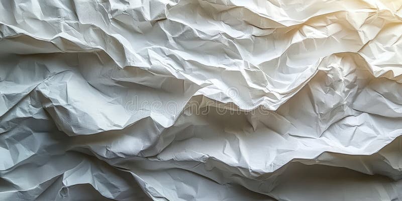 Textured Crumpled White Paper with Elegant Pleats and Shadows in Light ...