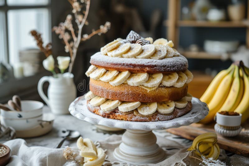 A Beautifully Decorated Banana Cake Backdrop of a Cozy Banana Cake with ...