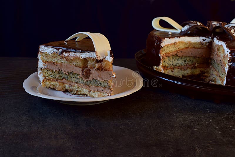 Beautifully Decorated Chocolate Coated Cake Stock Photo - Image of ...