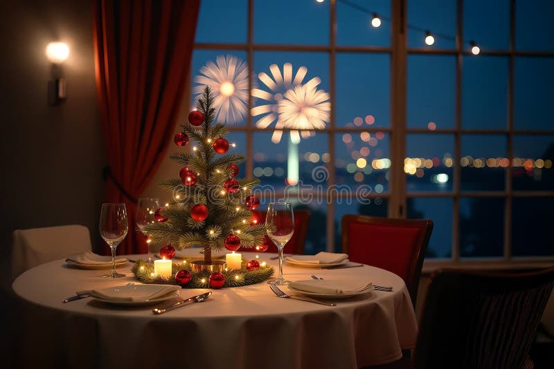 A Beautifully Decorated Dining Table Set Inside a Restaurant, Outside ...