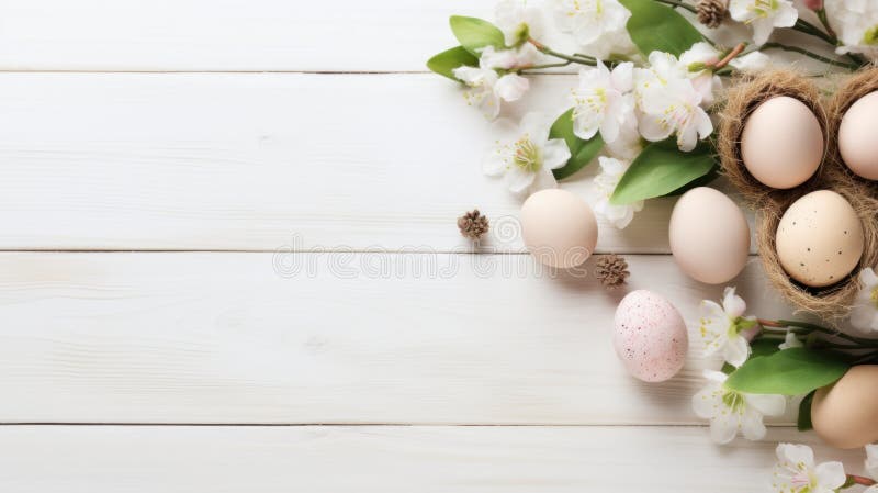 A Beautifully Decorated Easter Table Setting with Pastel-colored Eggs ...