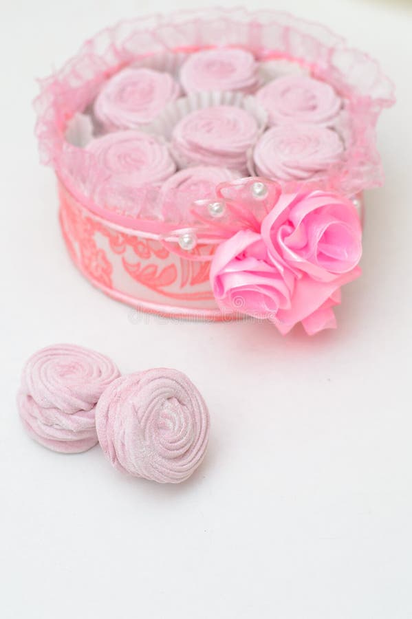 Beautifully Decorated Gift Box with Marshmallows Stock Image - Image of ...