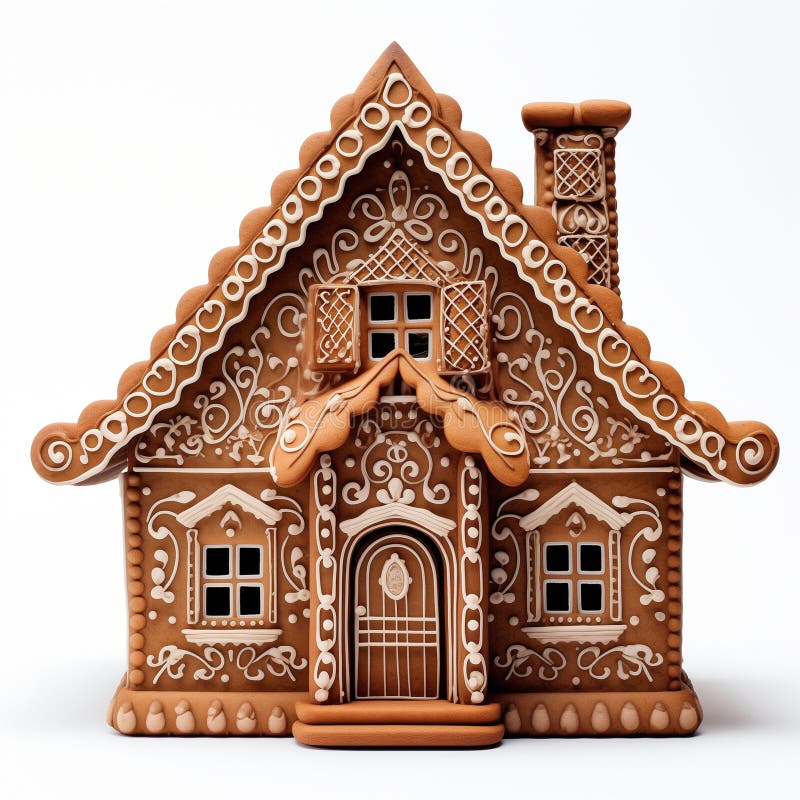 Beautifully Decorated Gingerbread House on a White Background Stock ...