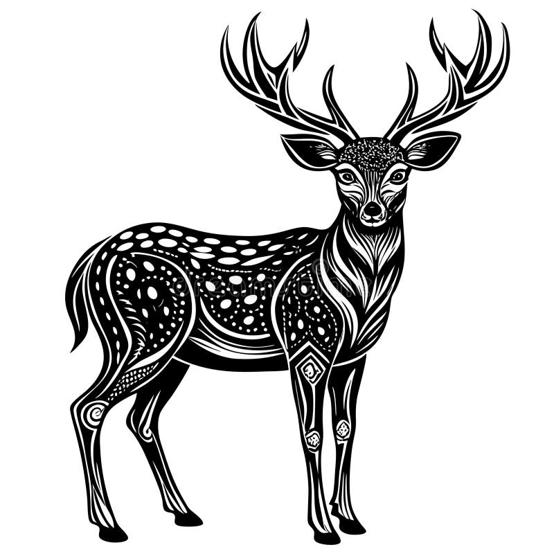 Beautifully Decorated Stylized Deer with Ornate Patterns Standing ...