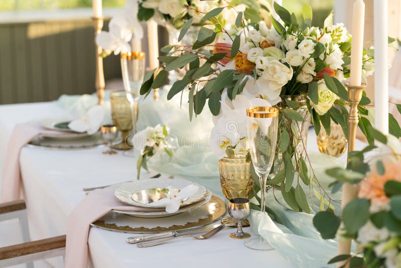 Beautifully Decorated Table with Flowers Stock Image - Image of ...