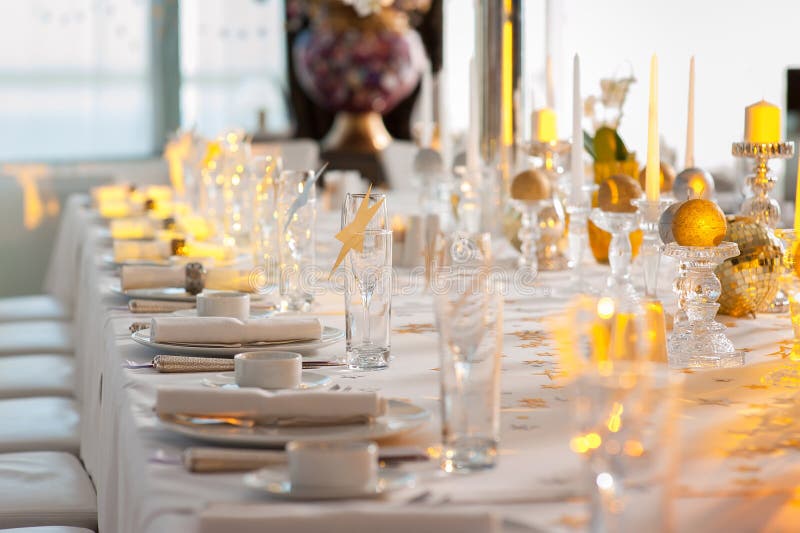 Beautifully Decorated Table with Glass and Plate Stock Image - Image of ...