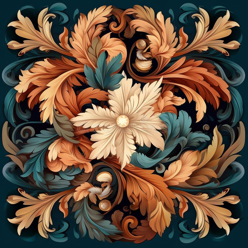 Design of a Decorative Floral Piece in Decorative Details. Stock ...