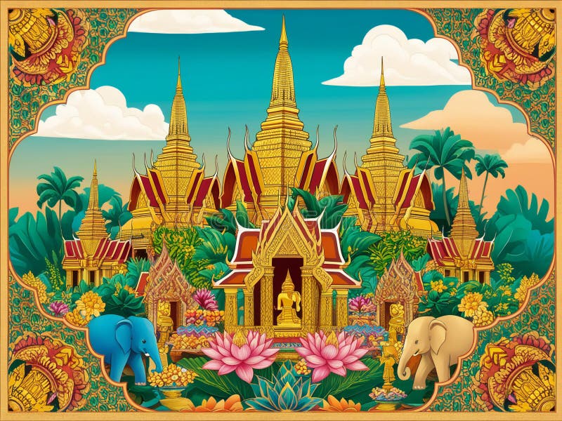 Traditional Thai Background with Cultural Elements for Graphic Design ...