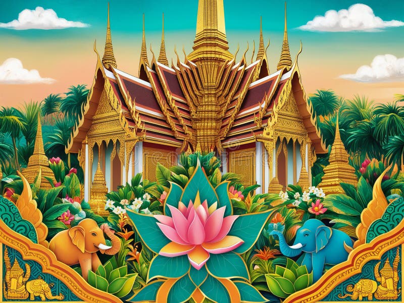Traditional Thai Background with Cultural Elements for Graphic Design ...