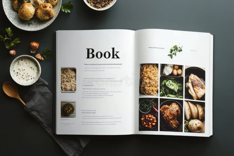 Beautifully Designed Cookbook Layout Featuring Various Dishes ...