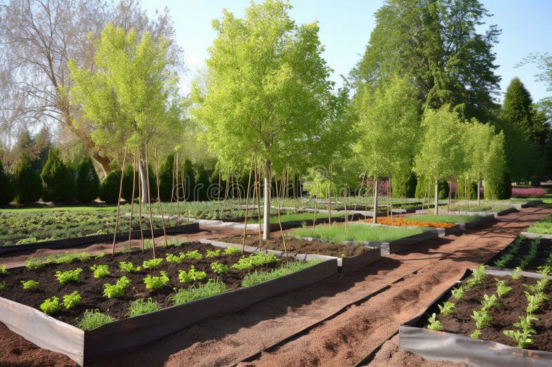 Beautifully Designed Garden with Rows of Trees and Shrubs, Ready To Be ...