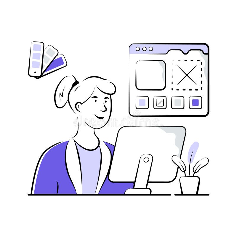 Beautifully Designed Hand Drawn Illustration of a Web Designer Working on a Website Layout ...