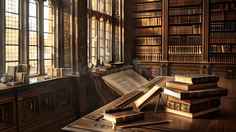 Elegant and Timeless Library Interior with Sunlight Streaming through ...