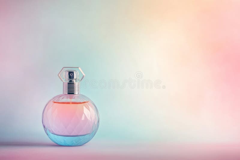 A Beautifully Designed Perfume Bottle Rests Elegantly Against a Soft ...