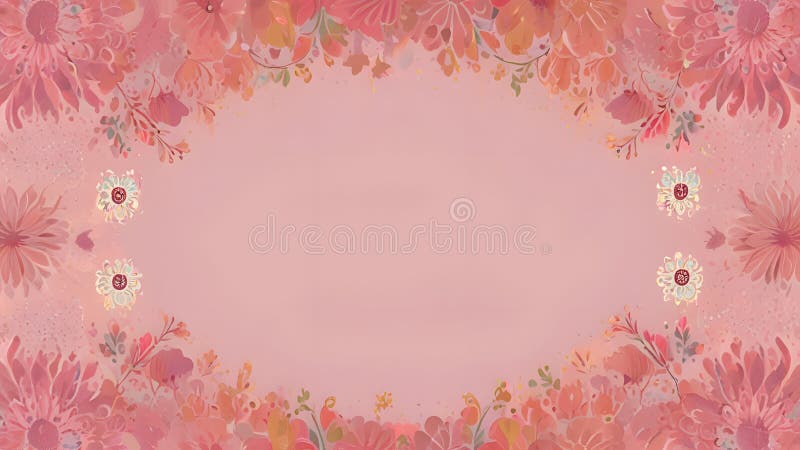 Pink Floral Frame on a Pastel Background Stock Illustration ...