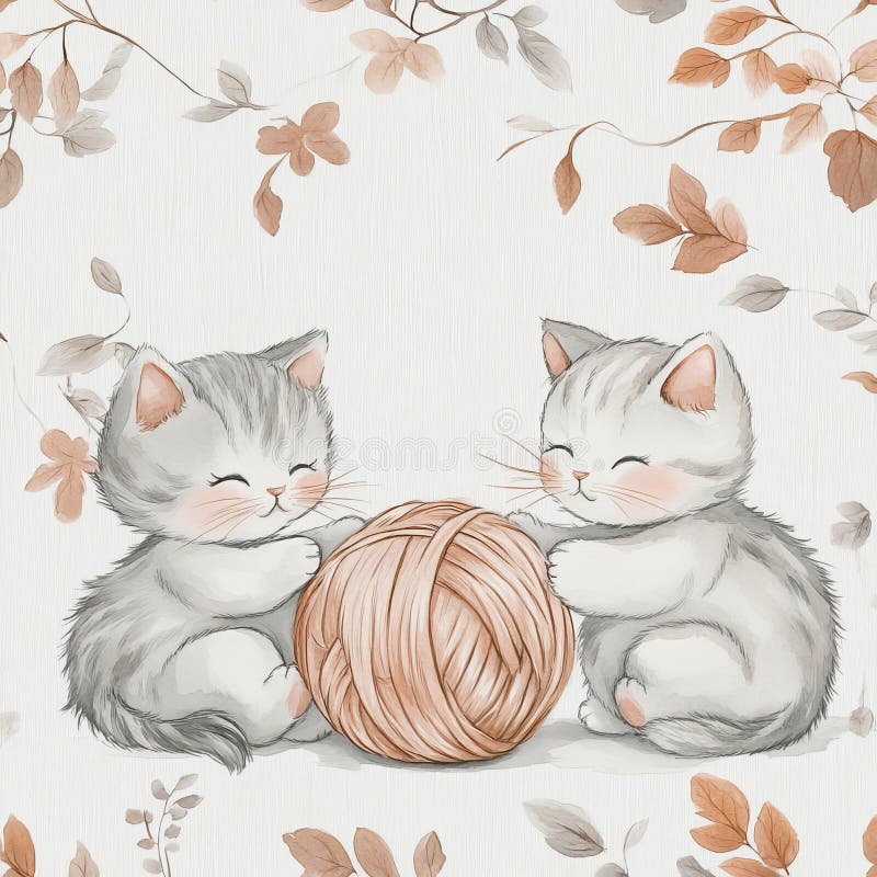 Beautifully Designed, this Seamless Pattern Shows a Cute Kitty Hand ...