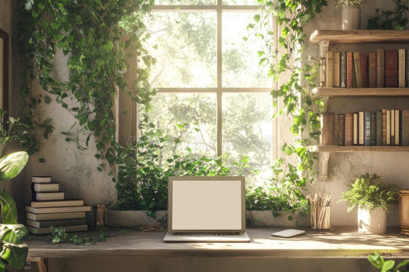 A Beautifully Designed Virtual Background Depicting a Home Office and ...