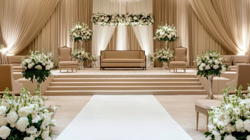 A Beautifully Designed Wedding Stage Features an Arabic-style Sofa ...