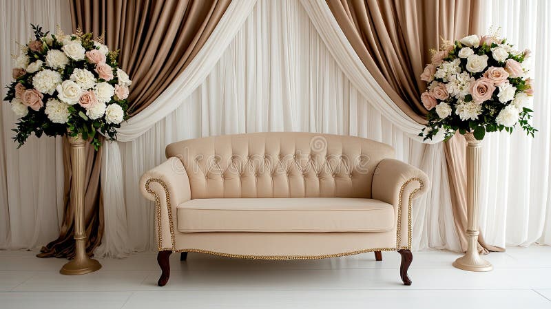 A Beautifully Designed Wedding Stage Features an Arabic-style Sofa ...