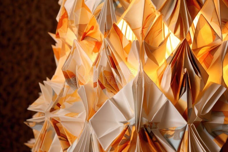 A Beautifully Folded Origami Lampshade Close-up Stock Photo - Image of ...