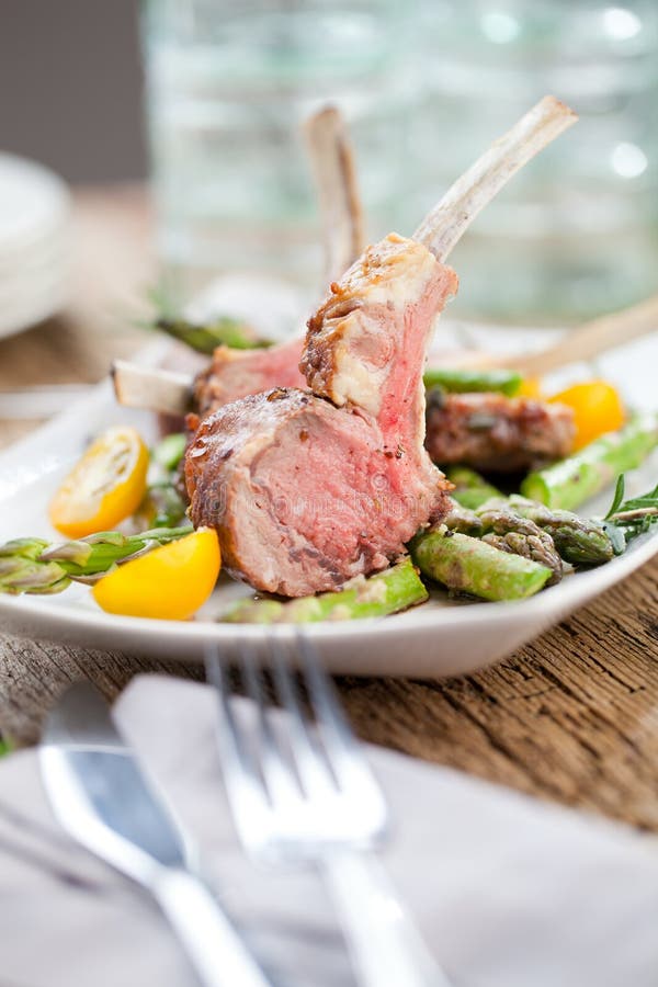 Beautifully Grilled Lamb Rib Chop Steaks, Medium Rare . Stock Image ...
