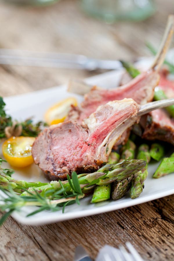 Beautifully Grilled Lamb Rib Chop Steaks, Medium Rare . Stock Image ...