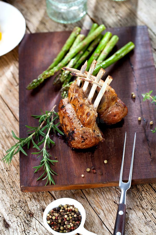 Beautifully Grilled Lamb Rib Chop Steaks, Medium Rare . Stock Image ...