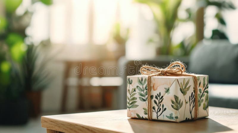 Beautifully Hand-drawn Gift Box with Botanical Pattern Generative AI ...