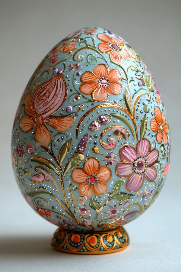 Beautifully Handcrafted Decorative Easter Egg Featuring Charming Floral Design Stock Photos ...
