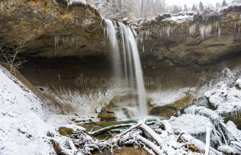The Beautifully Icy Scheidegger Waterfalls Stock Image - Image of ...