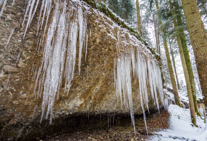 The Beautifully Icy Scheidegger Waterfalls Stock Image - Image of ...